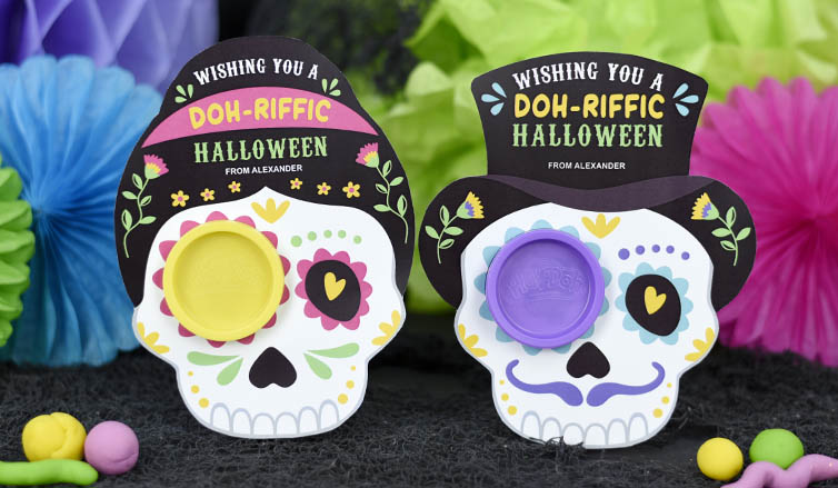 Printable Skull Play Doh Holders: A DOH-RIFFIC Halloween Classroom Gift ...
