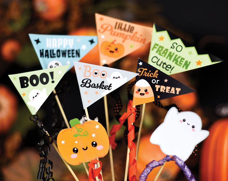 Printable Halloween Pennant Flags | Kids Boo Basket Flag | Halloween ...