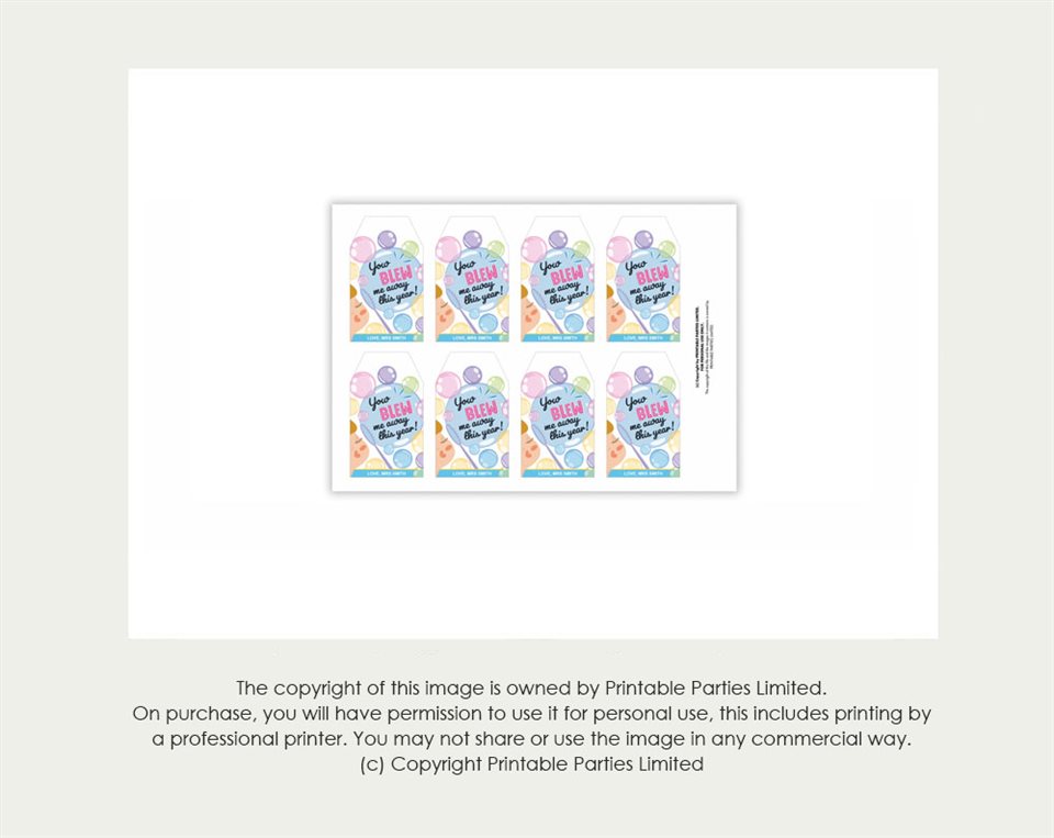 Printable End of Term Bubbles Tag for Student Gift