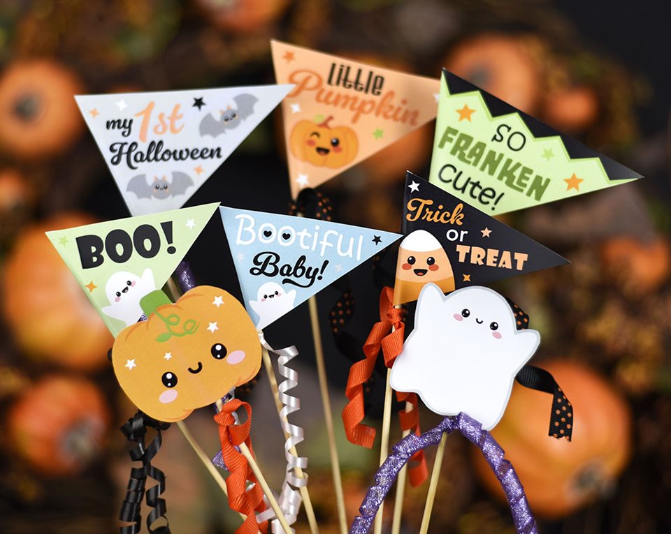 Printable Halloween Pennant Flags | Kids Boo Basket Flag | Halloween ...