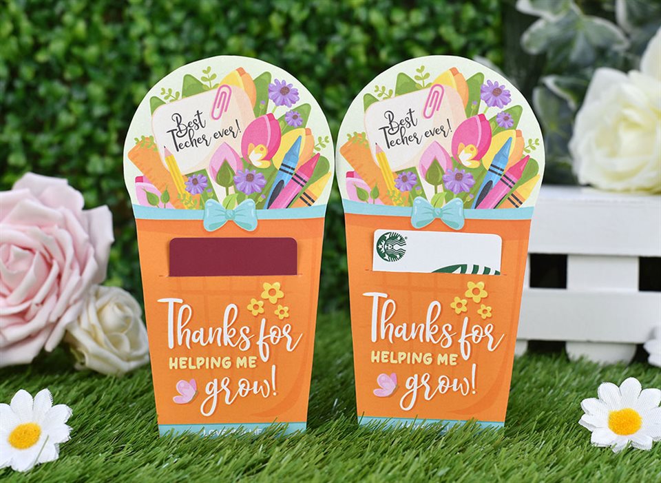 Printable Teacher Gift Card Holder Flower Design