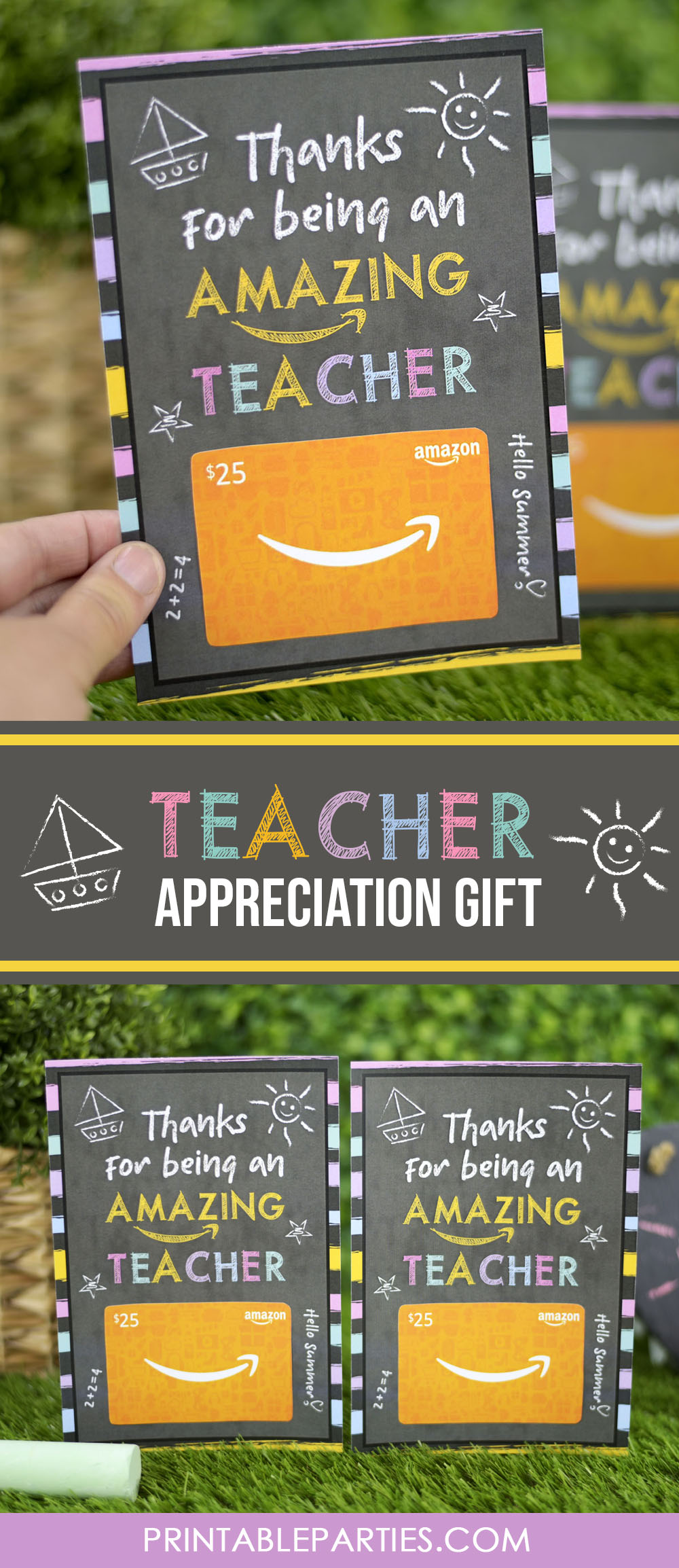 Chalk It Up To Appreciation: Unique Printable Teacher Gift Card Holder ...
