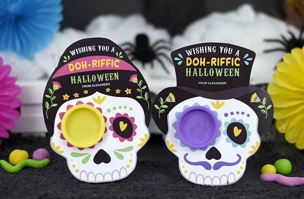 Printable Skull Play Doh Holders: A DOH-RIFFIC Halloween Classroom Gift ...