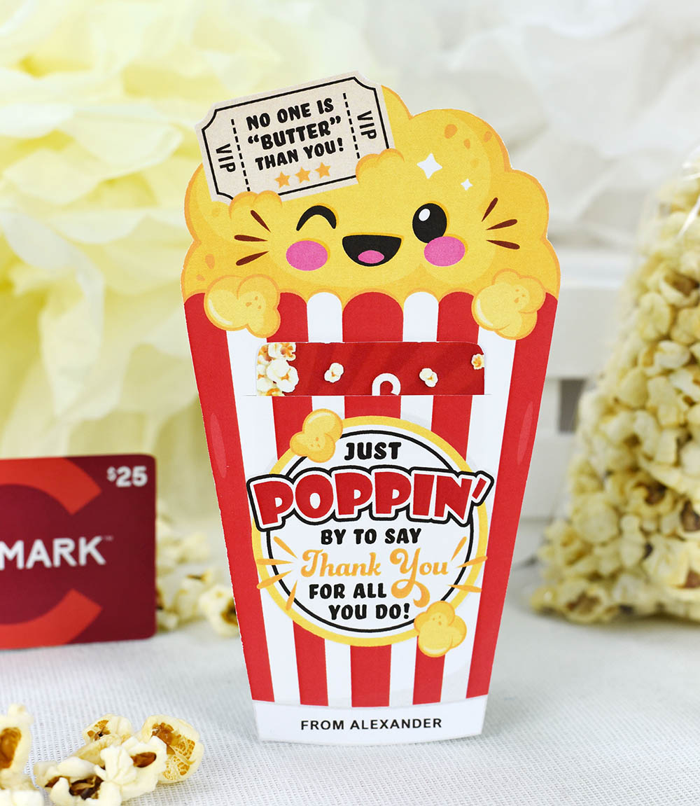 Add a Pop of Appreciation with Our Printable Popcorn Gift Card Holder ...