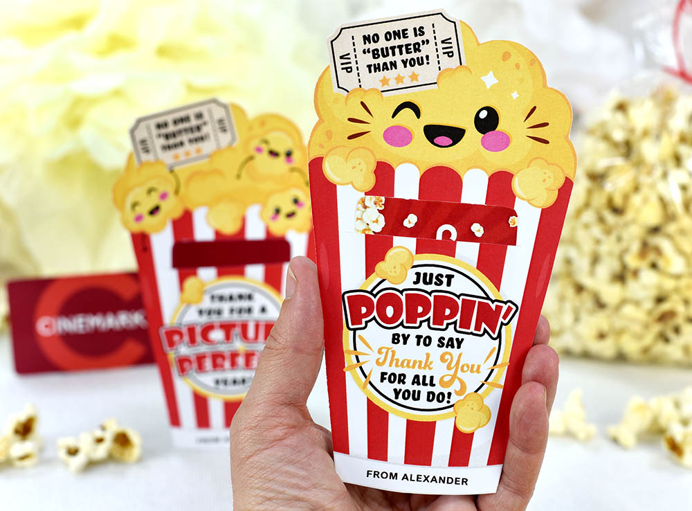 Add a Pop of Appreciation with Our Printable Popcorn Gift Card Holder ...