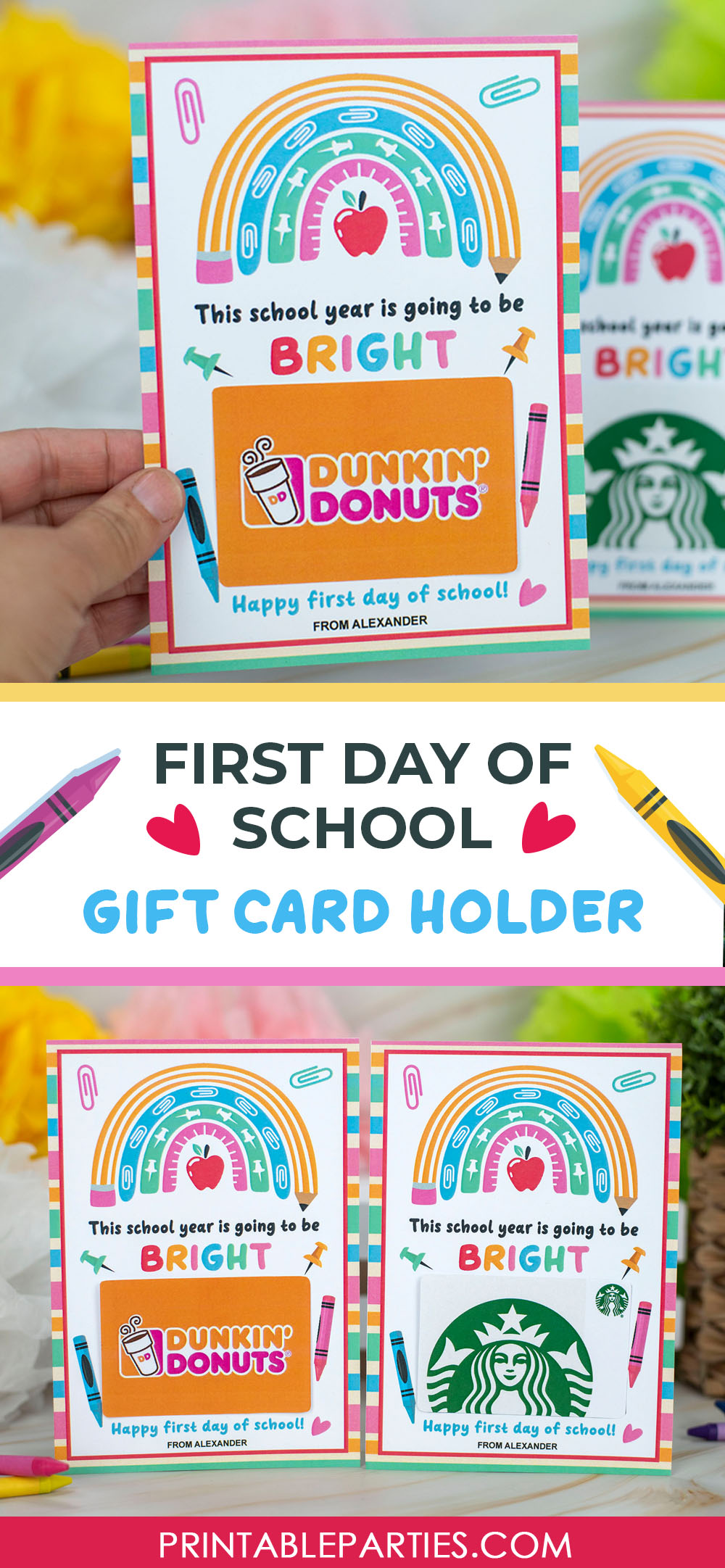Printable Rainbow Gift Card Holders - The Perfect Back to School ...