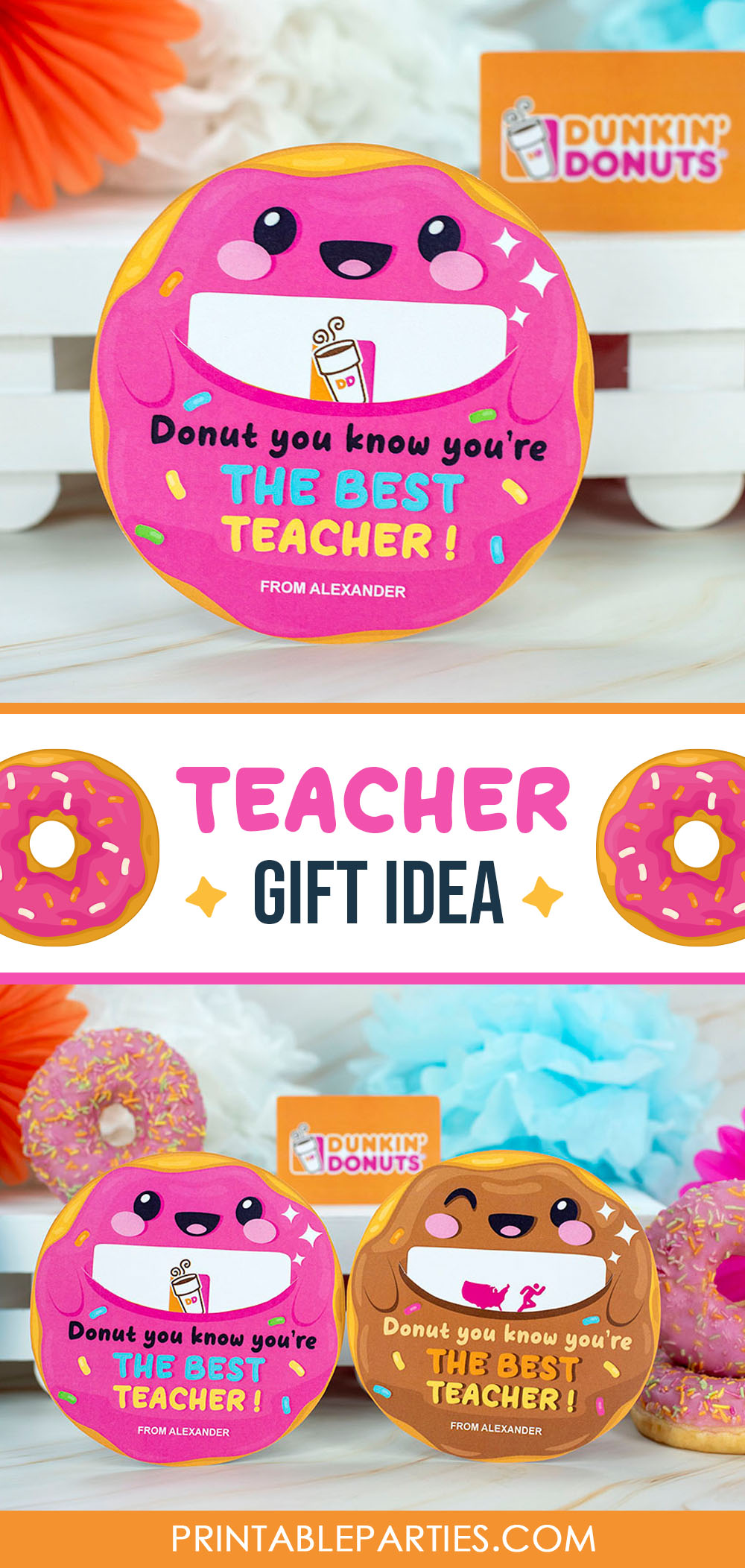 The Sweetest Teacher Appreciation Gift: Printable Donut Gift Card Holders!