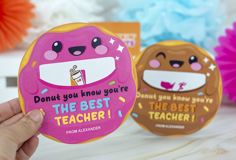 The Sweetest Teacher Appreciation Gift: Printable Donut Gift Card Holders!