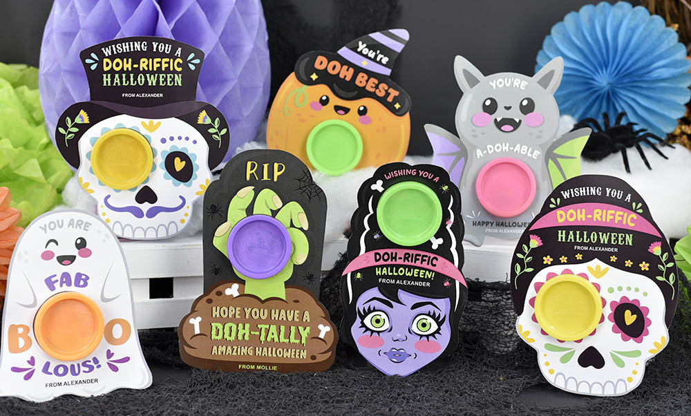 Printable Skull Play Doh Holders: A DOH-RIFFIC Halloween Classroom Gift ...