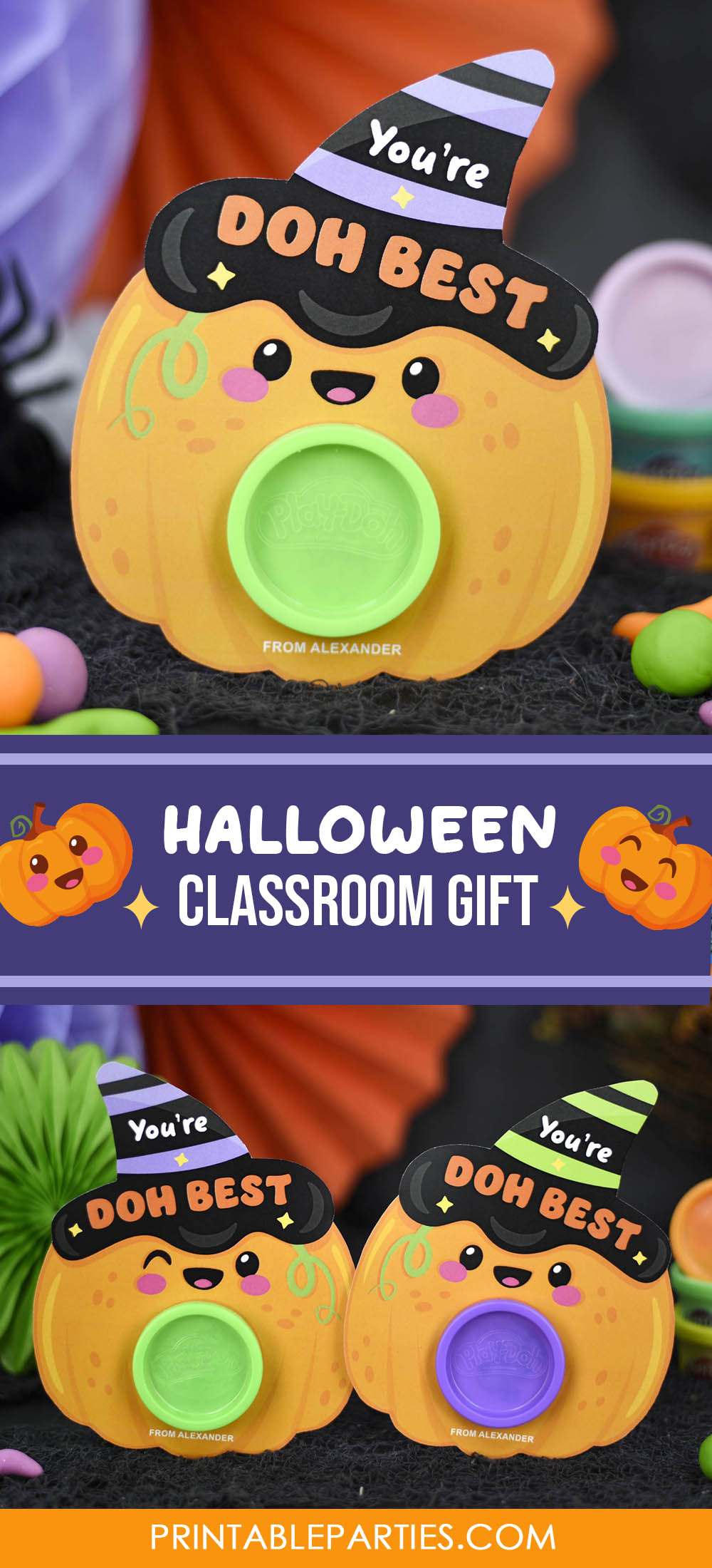 Halloween Classroom Gift: Budget-Friendly Printable Pumpkin Play Doh ...