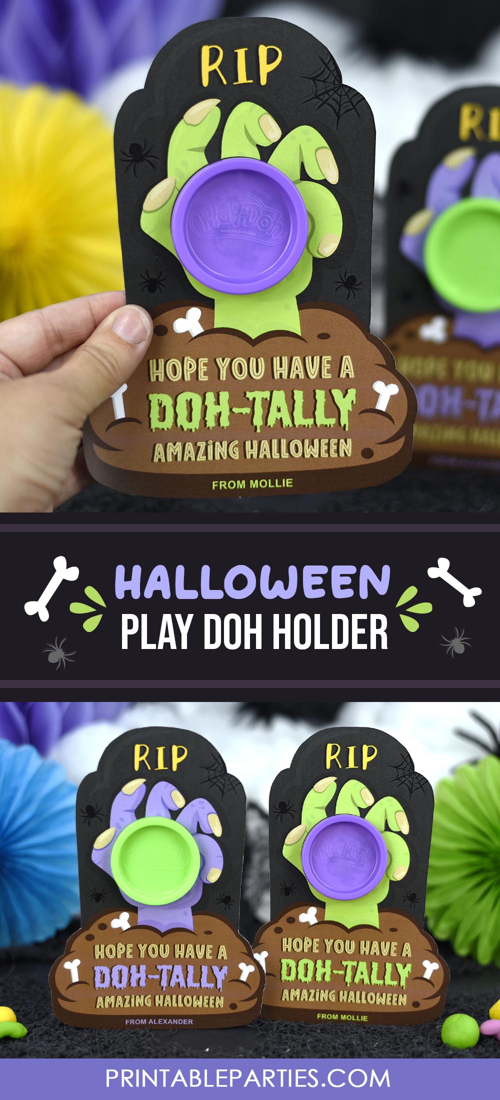 Spook-tacular Printable Halloween Zombie Hand Play Doh Holders ...