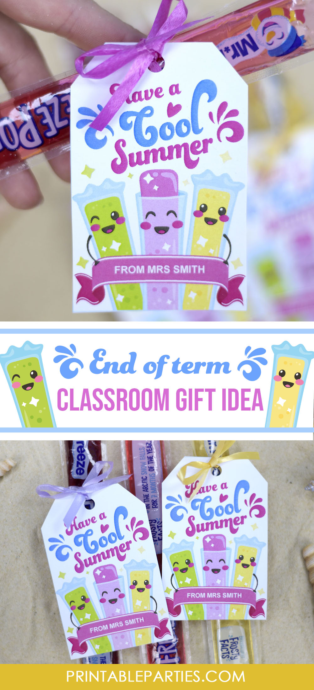 Fun End-of-Term Gifts: Kawaii Printable Tag for Ice Pops | Cute ...